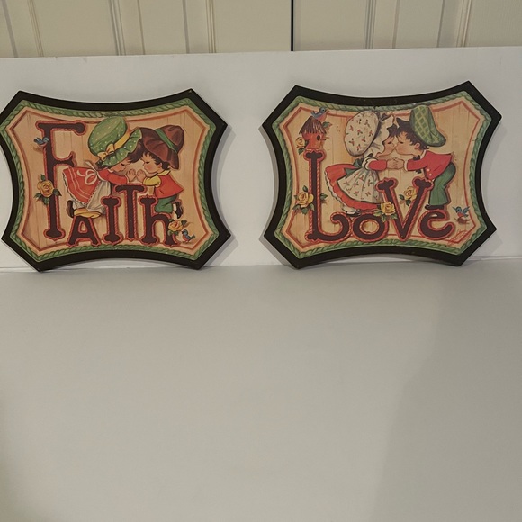 Homco | Wall Decor | Vintage Homco 97s Love Faith Wooden Wall Plaques ...